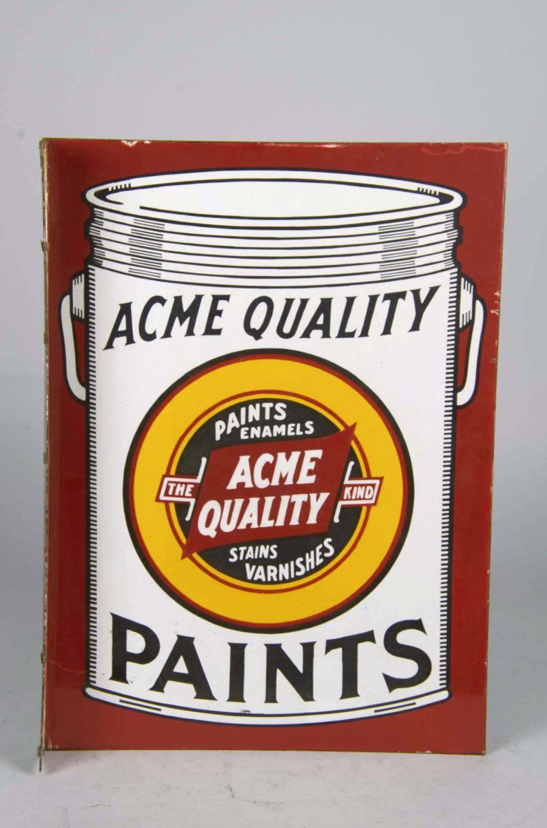 Acme Quality Paints Porcelain Flange Sign