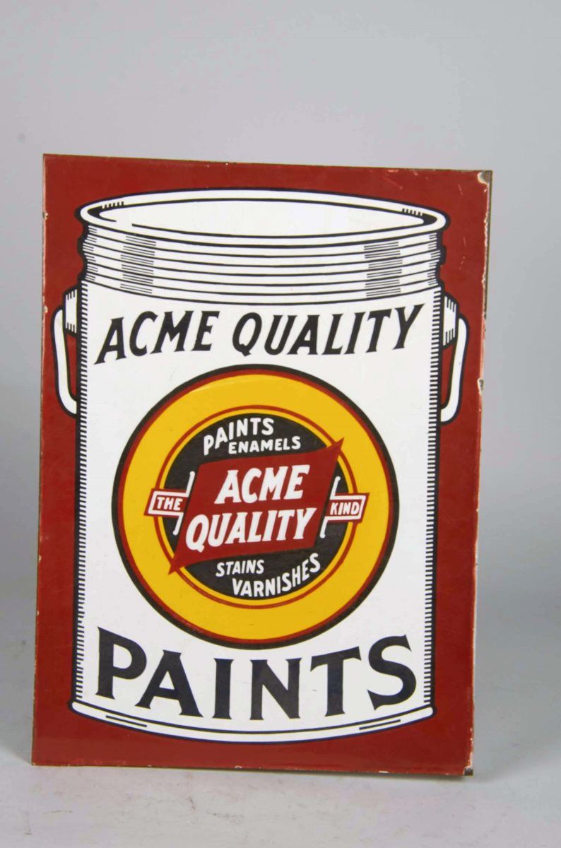 Acme Quality Paints Porcelain Flange Sign
