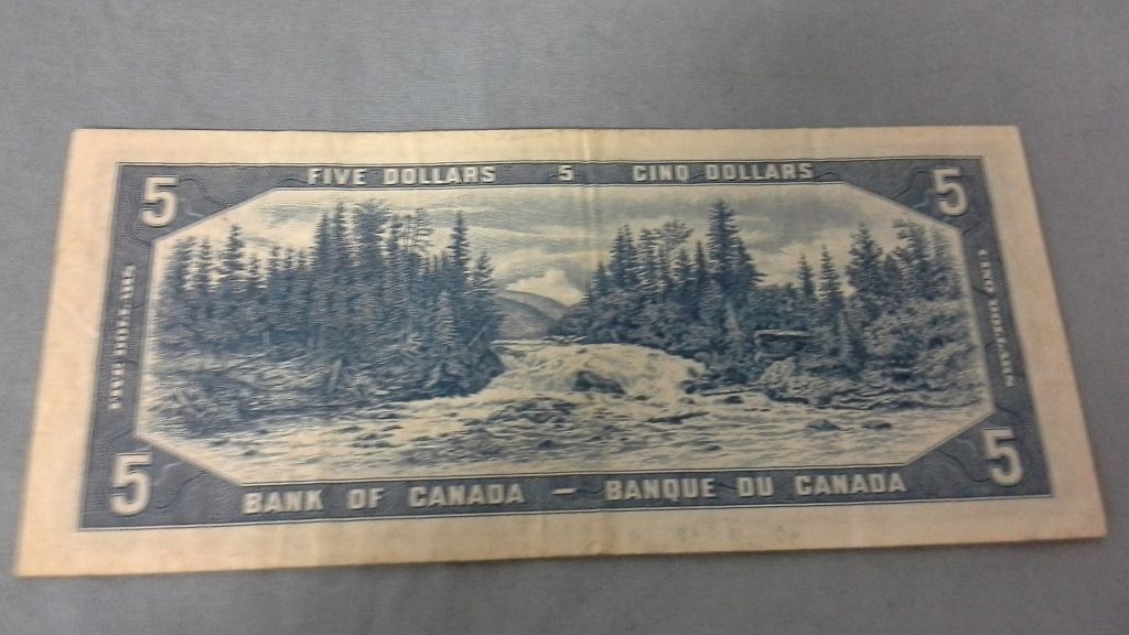 Rare Canadian Devils Face 1954 Canadian Five Dollar Bank Note