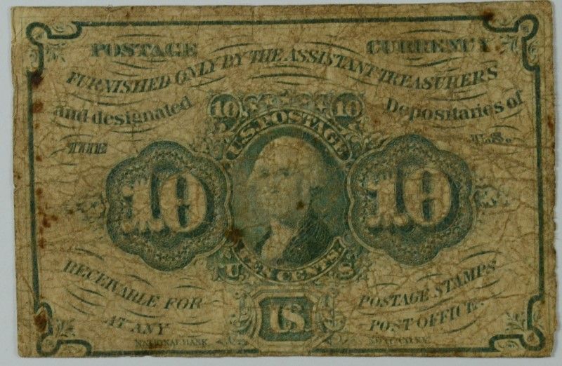 1862 TEN CENT US POSTAGE CURRENCY