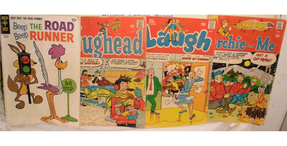Road Runner, Jughead, Laugh, Archie & Me, 4 comics 12 cents 50 years old!