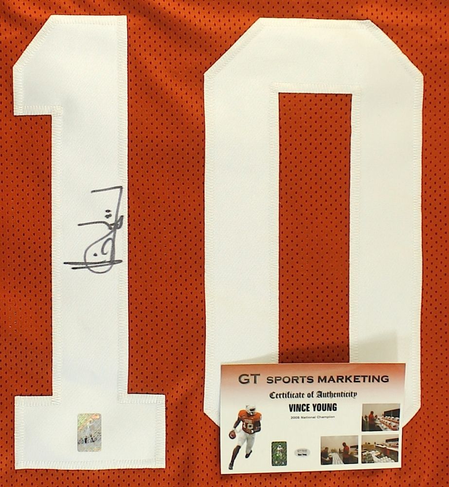 Vince Young Signed Texas Stat Jersey (GTSM COA)