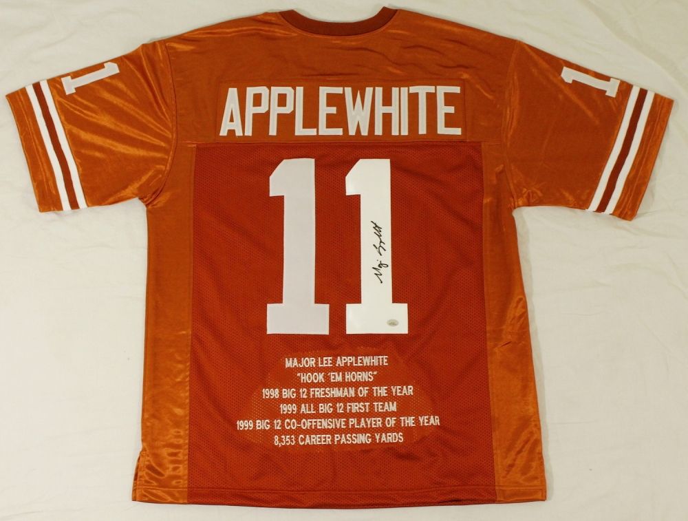 Major Applewhite Signed Texas Longhorns Career Highlight Stat Jersey (GTSM)