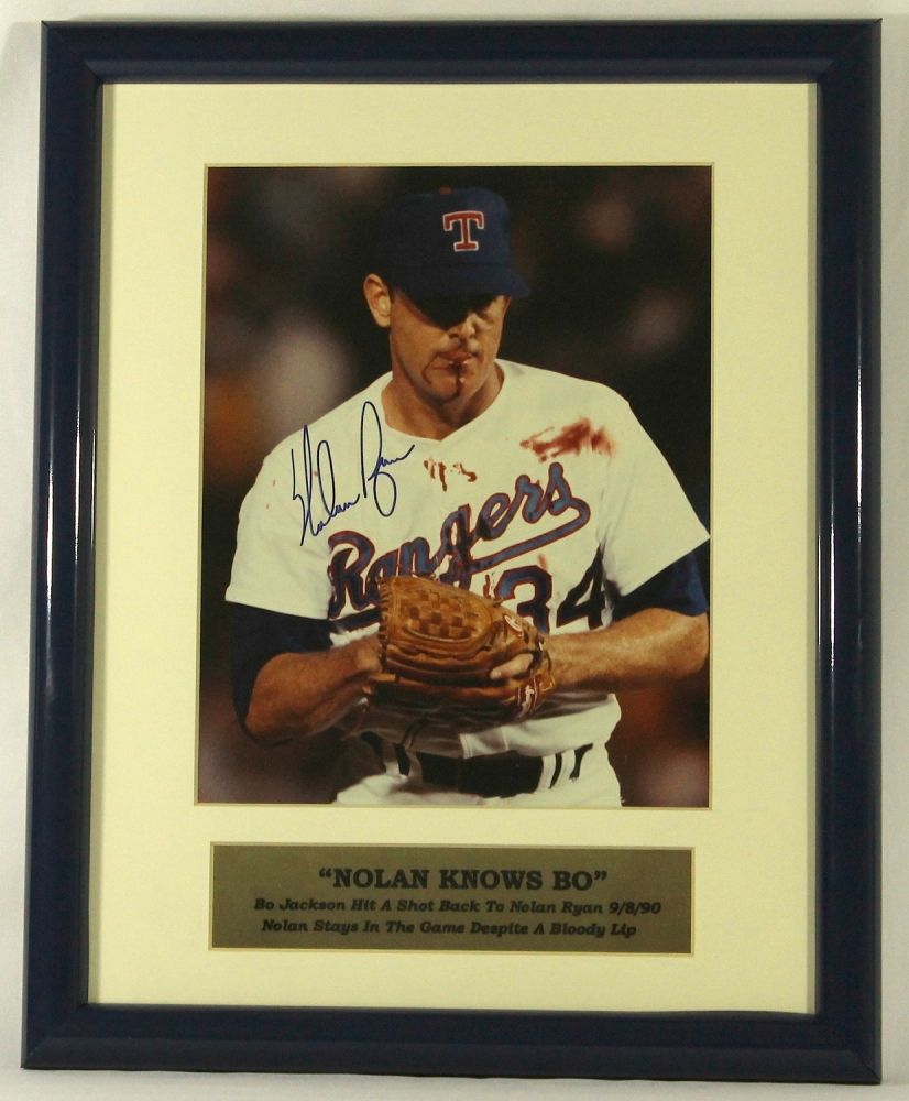 Nolan Ryan Signed Rangers "Nolan Knows Bo" 12x15 Custom Framed Photo ...