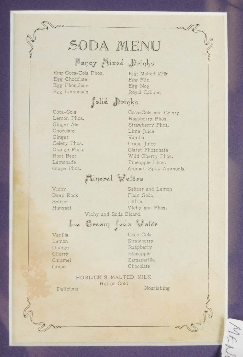 1903 Coca-Cola Menu Card.