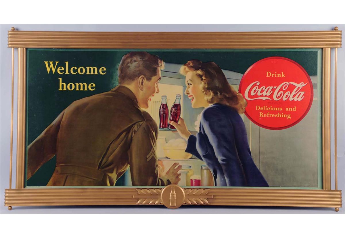 1944 Large Coca-Cola Poster in Kay Frame.