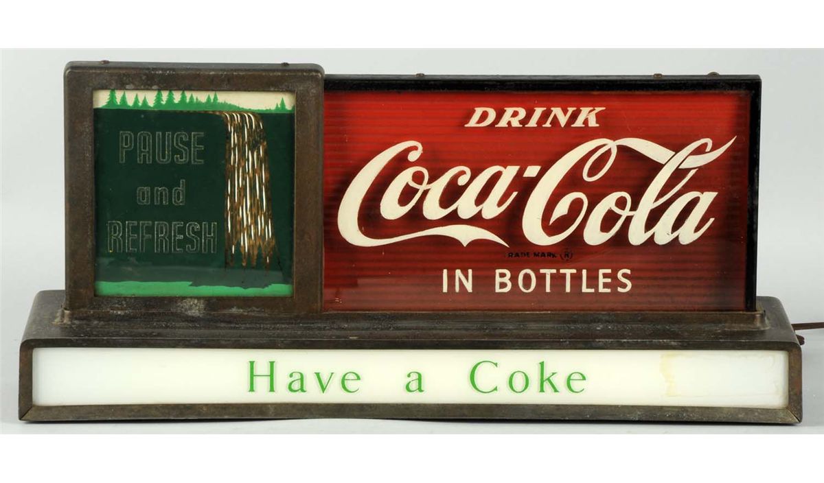 1950's Coca-Cola Waterfall Lighted Counter Sign.