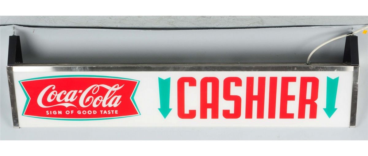 1960s Plastic & Metal Coca-Cola Cashier Sign.