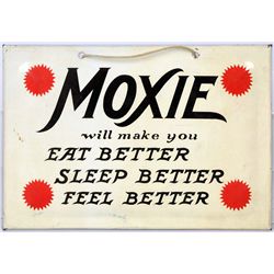 Rare 1900-10 Moxie Tin Over Cardboard Petite Sign