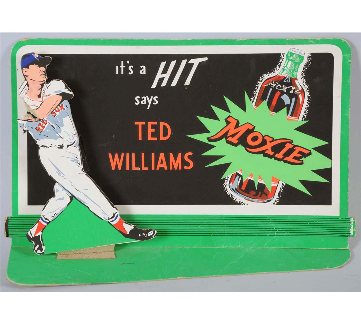 1950s-1960s Cardboard Moxie Ted Williams Sign.