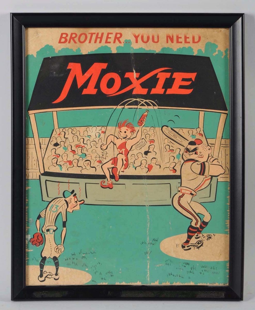 1950s Cardboard Moxie Sign.