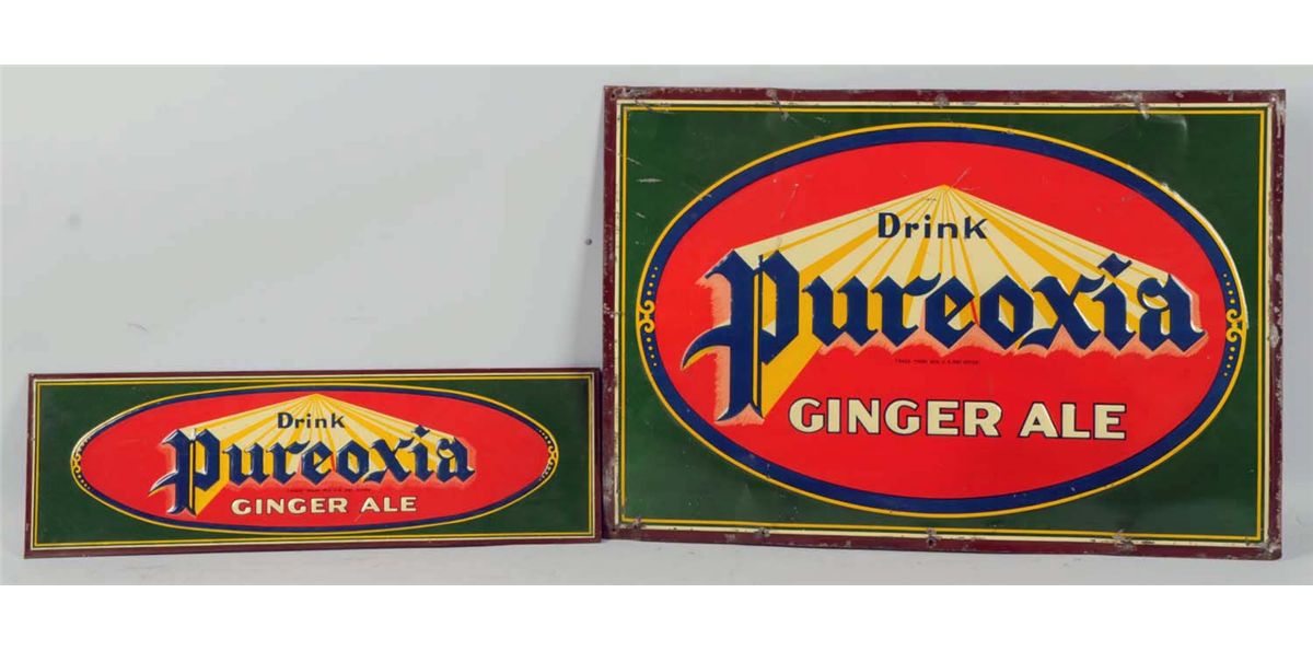 Lot of 2: Pureoxia Embossed Tin Signs.
