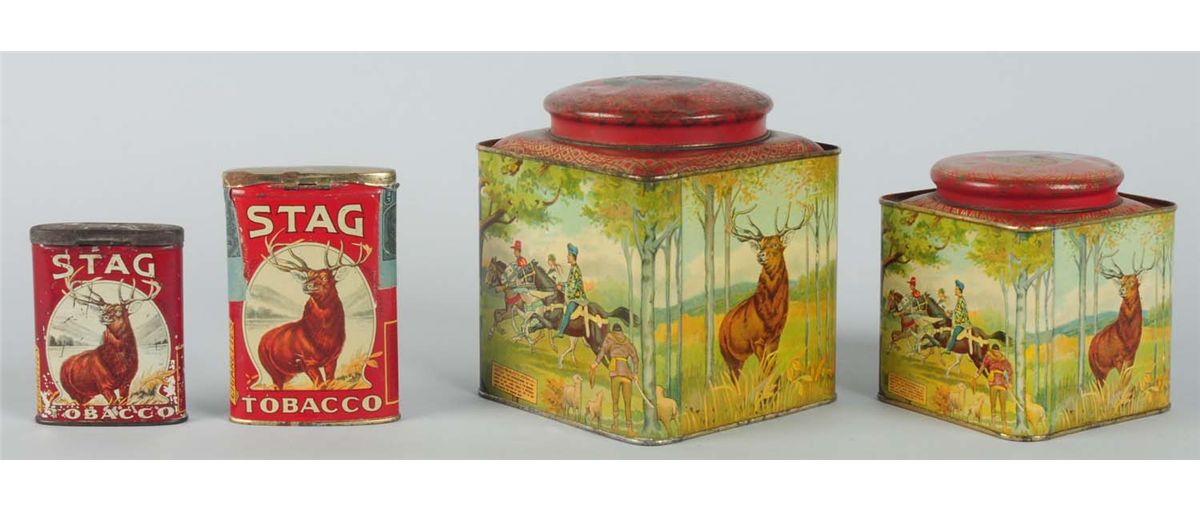 Lot of 4: Stag Tobacco Tins.