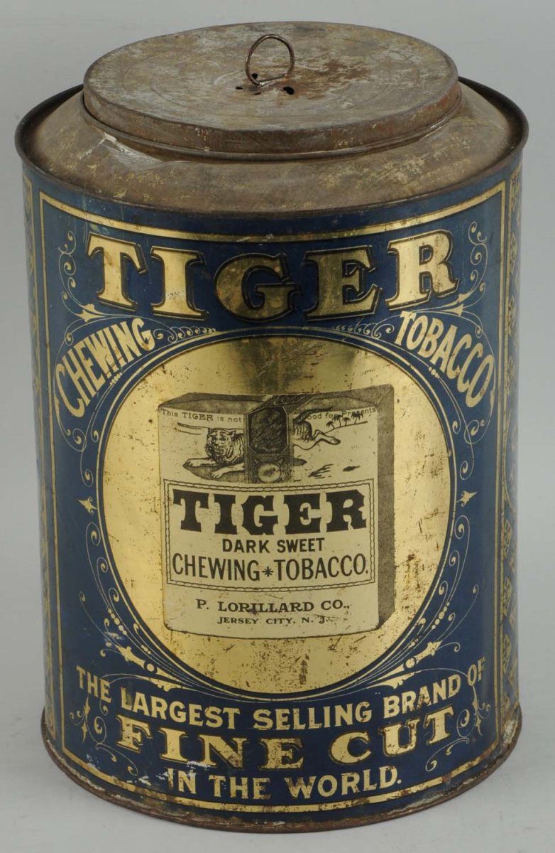 Lg. Tin Tiger Fine Cut Tobacco Tin.