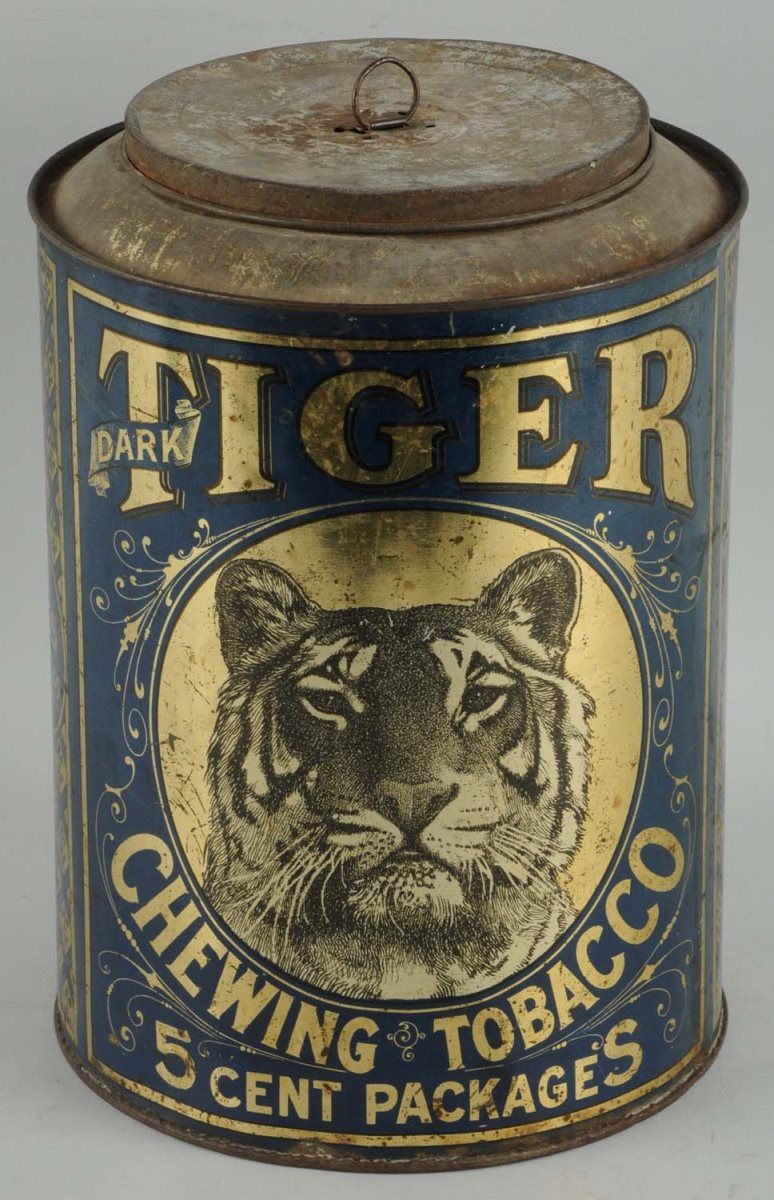 Lg. Tin Tiger Fine Cut Tobacco Tin.