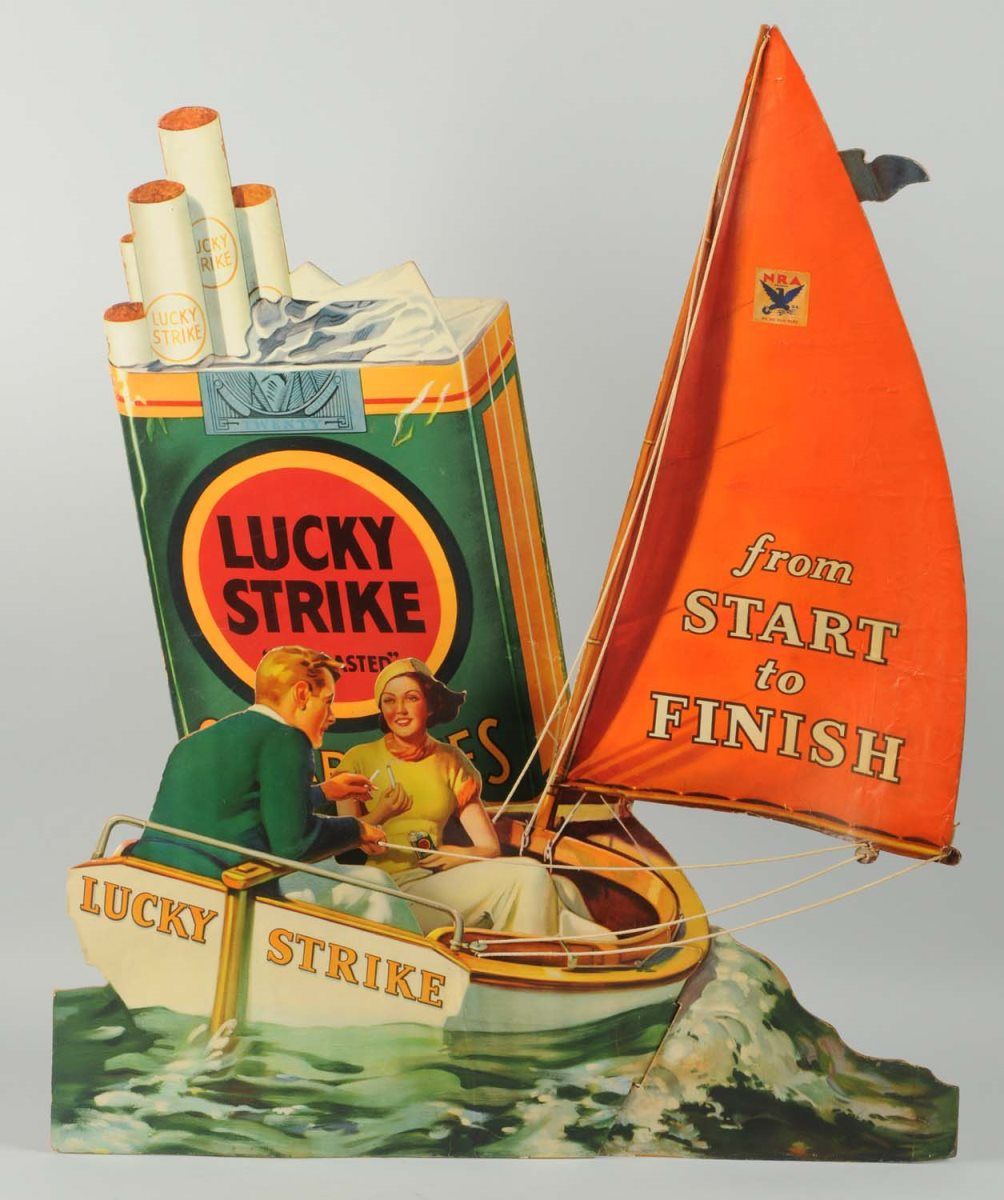1930s-40s Lucky Strike Cardboard Cutout Display.
