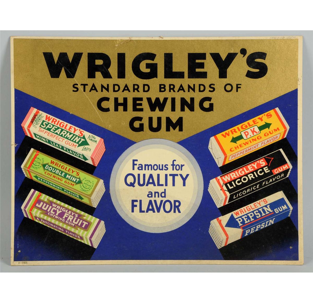 Cardboard Wrigley's Gum Sign.