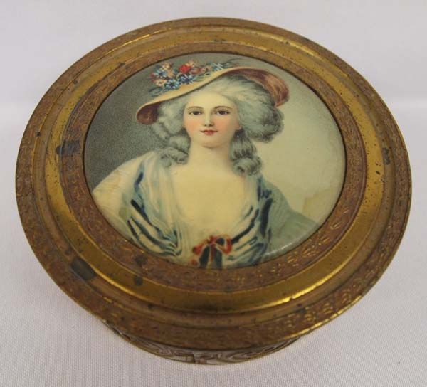 Antique Brass Powder Box