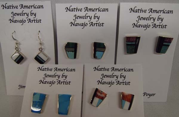 Five Pair Earrings by Navajo Artist Jimmy Poyer