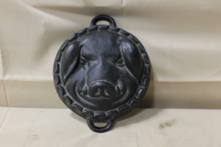Antique Cast Iron Pig Mold / Lid - Approx. 12"