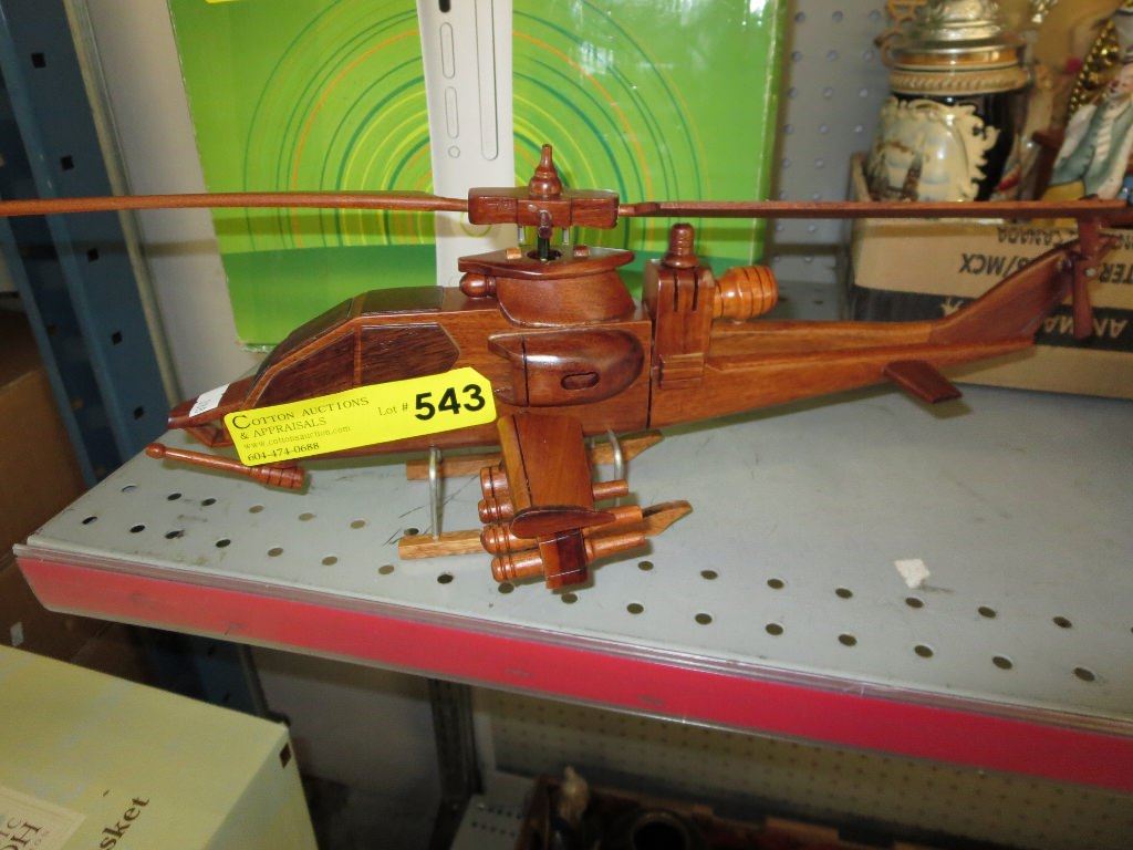 Wood helicopter model - moving rotor
