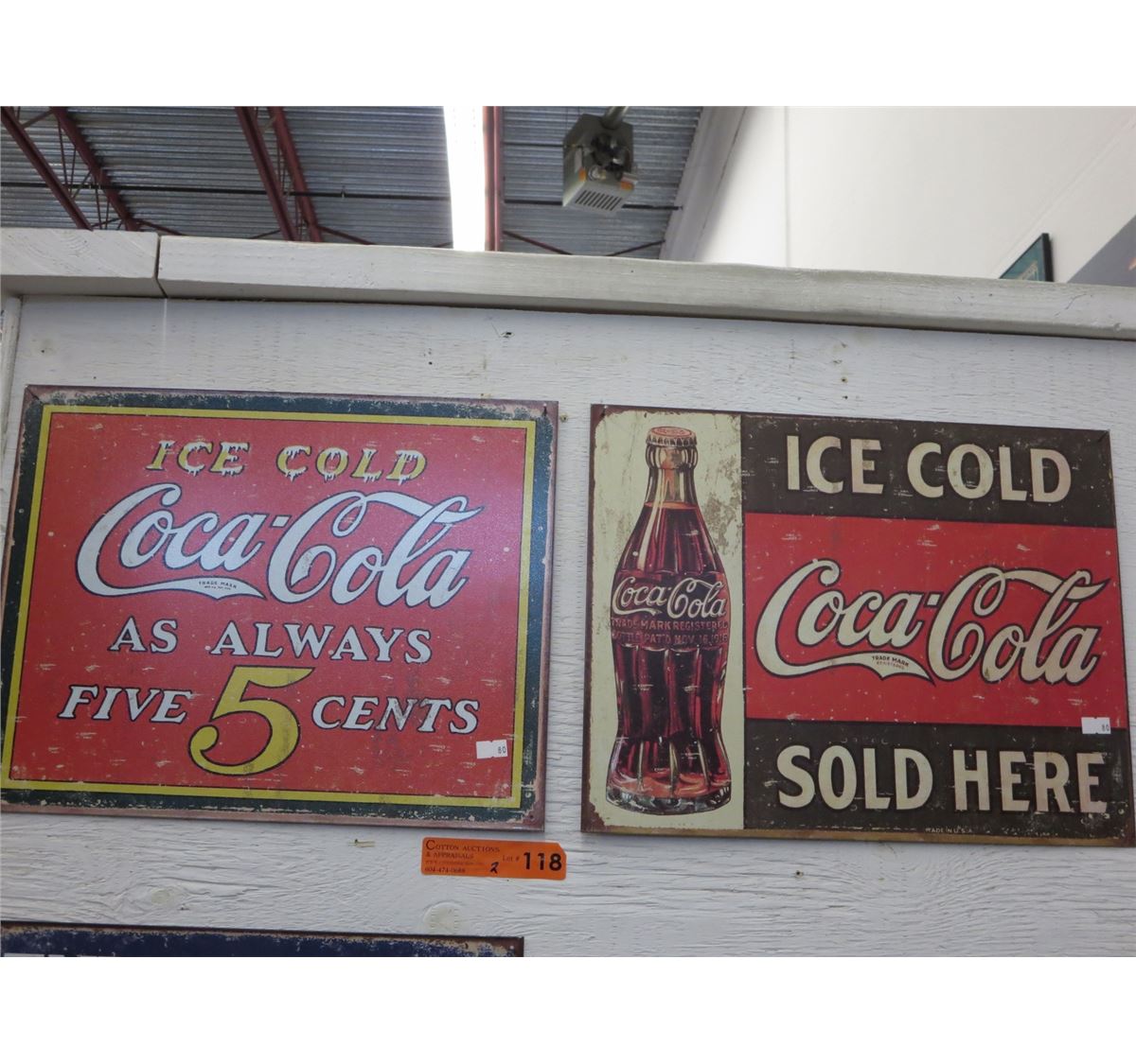 2 Tin Coca-Cola advertising signs - replica