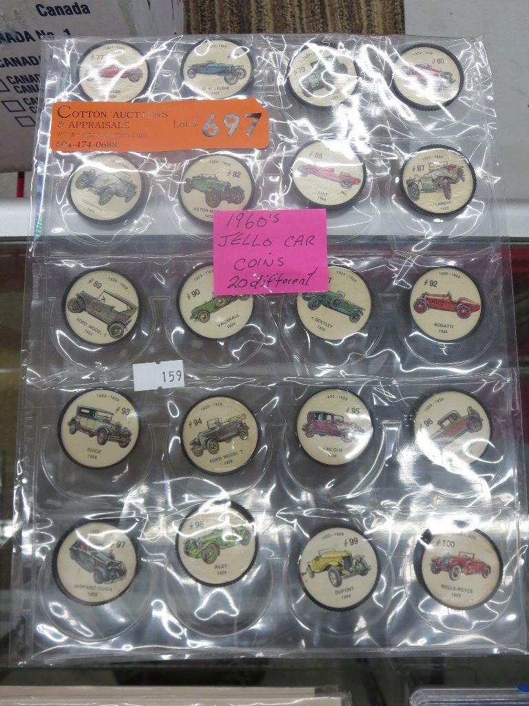 20 Different Jello car coins - 1960's