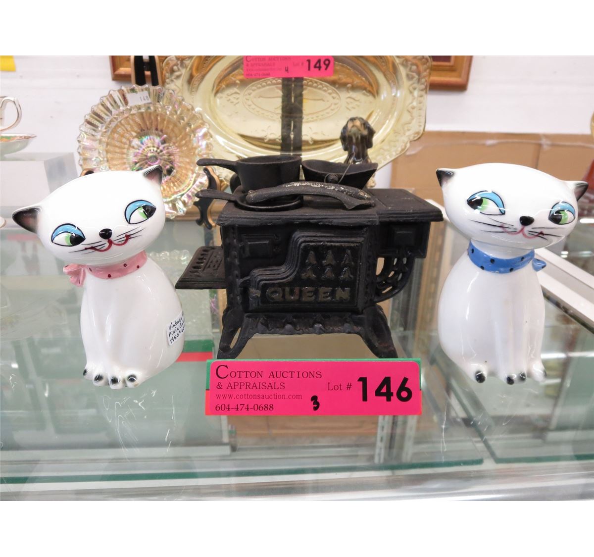 Vintage Holt Howard salt & peppers & cast stove