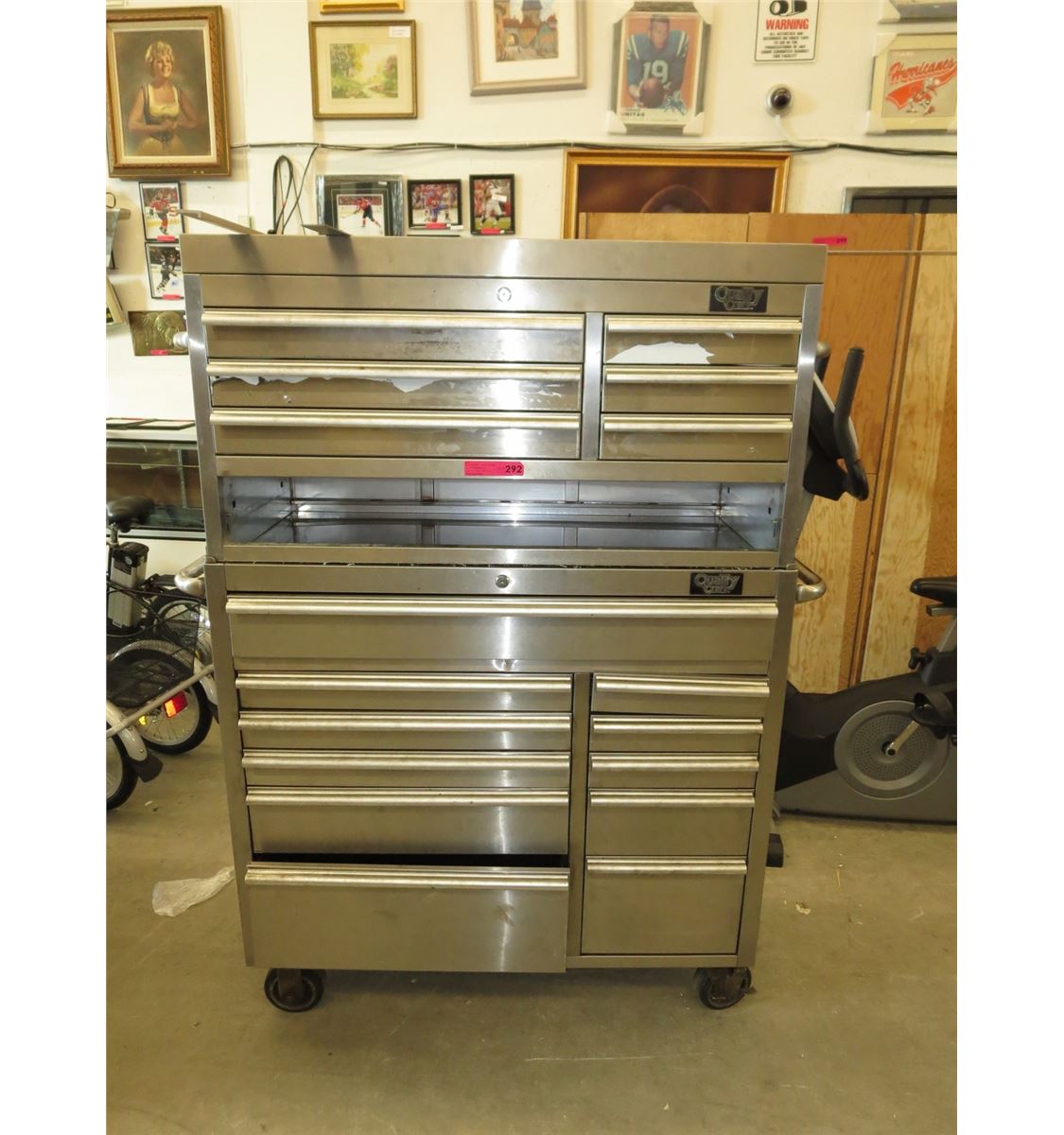 Stainless steel 2-level rolling tool cart