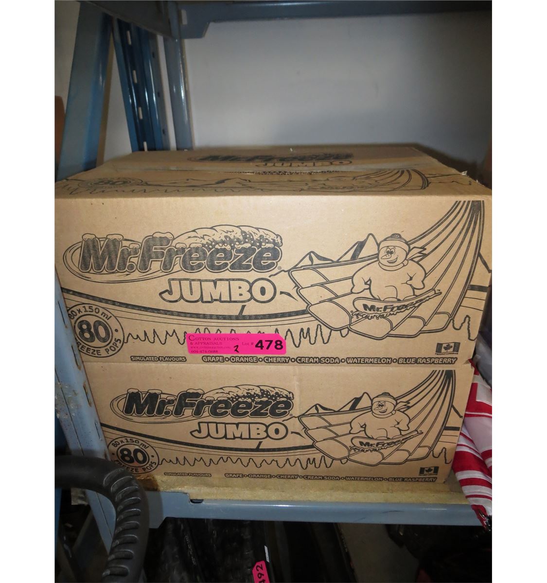 2 Cases of Mr. Freeze Jumbo Freeze Pops
