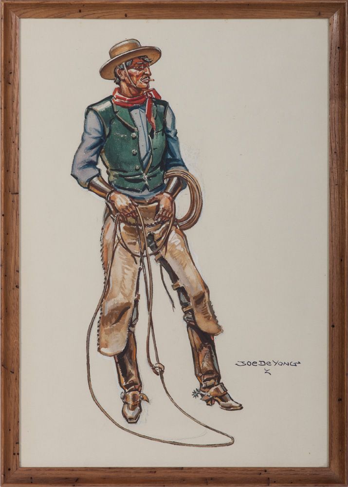 Joe De Yong, pair of watercolors