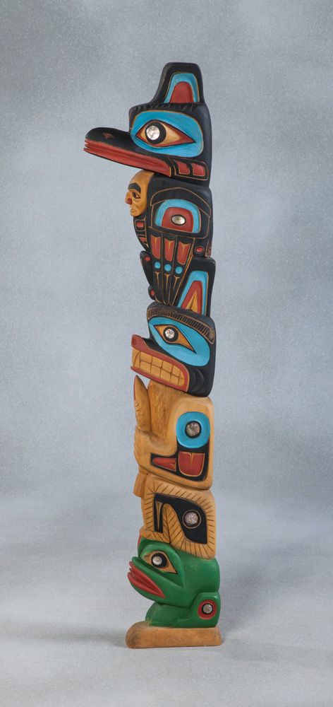 Carved Cedar Totem Wall Hanging by Mili Johnson