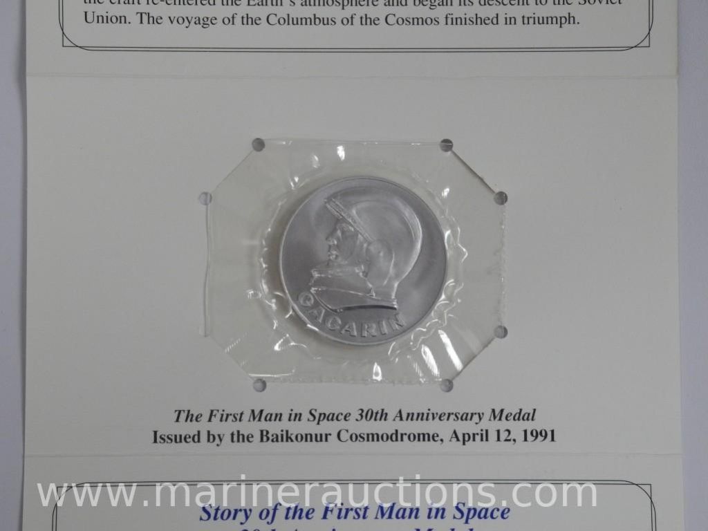 First Man in Space Coin with Original Folio. From the Metal of Soviet ...
