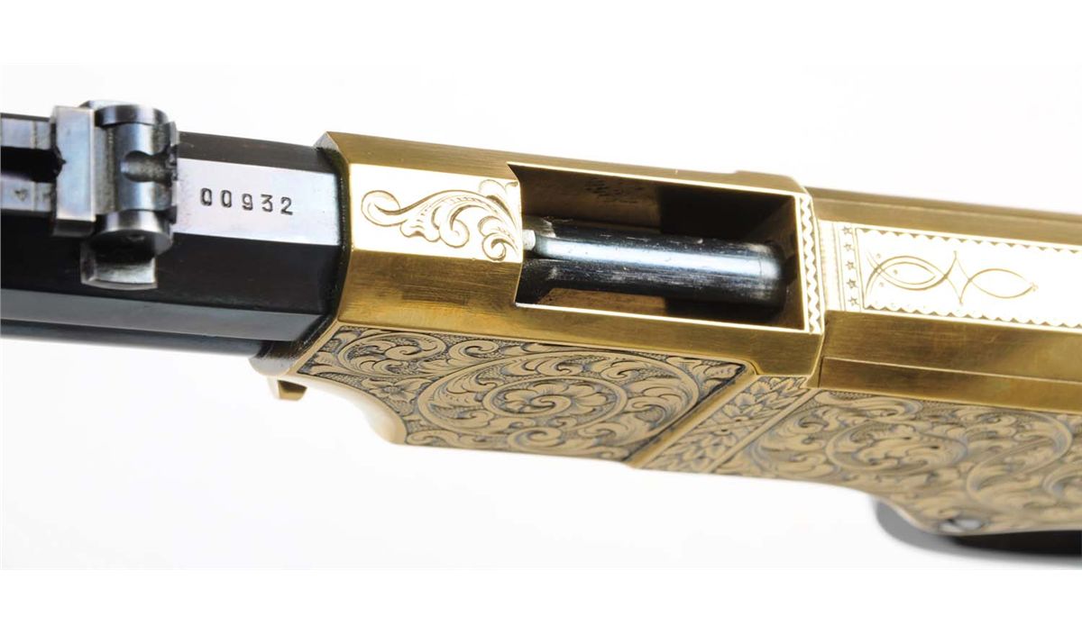 As New Factory Engraved Uberti Henry Rifle.**