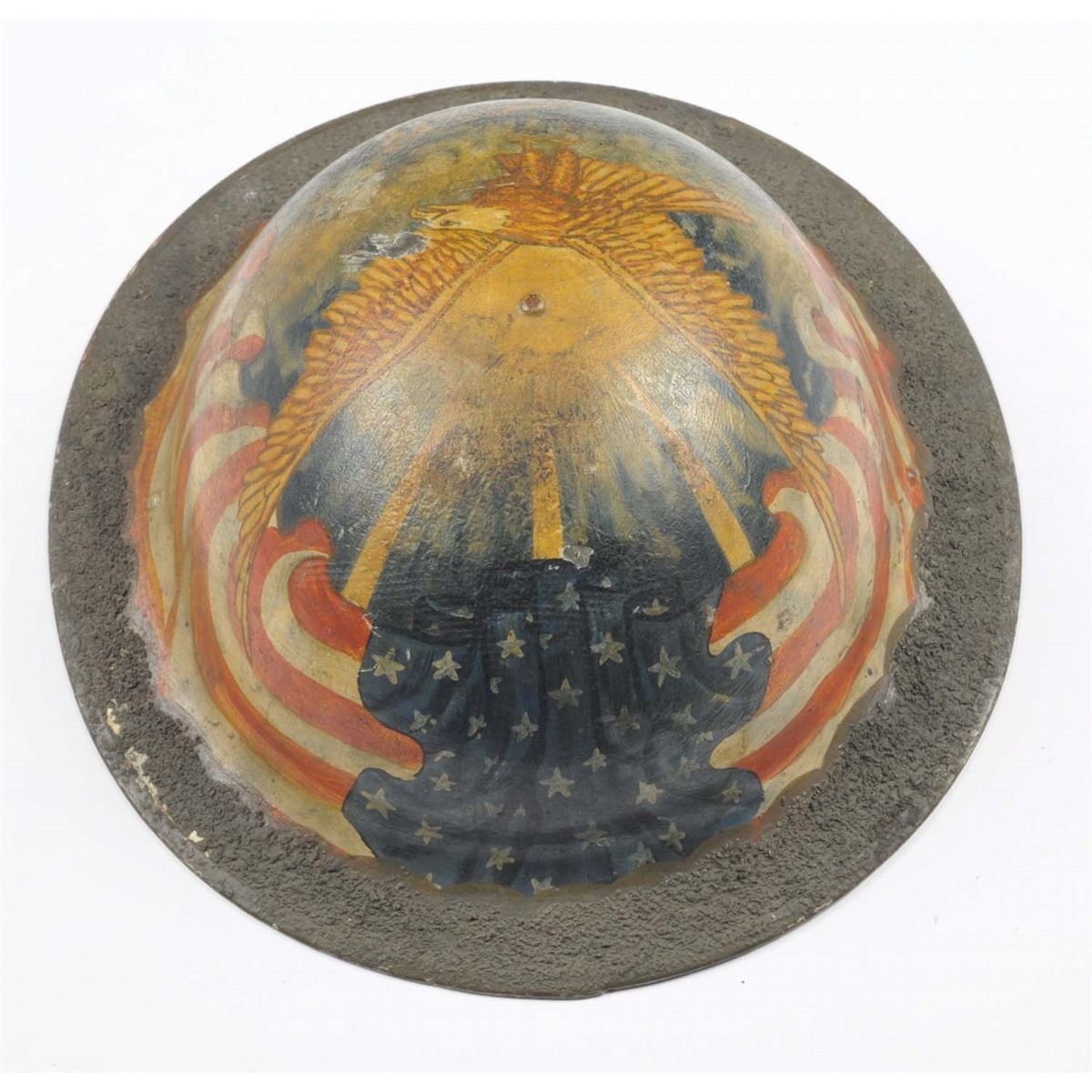 Incredible WW1 Trench Art Painted Doughboy Helmet