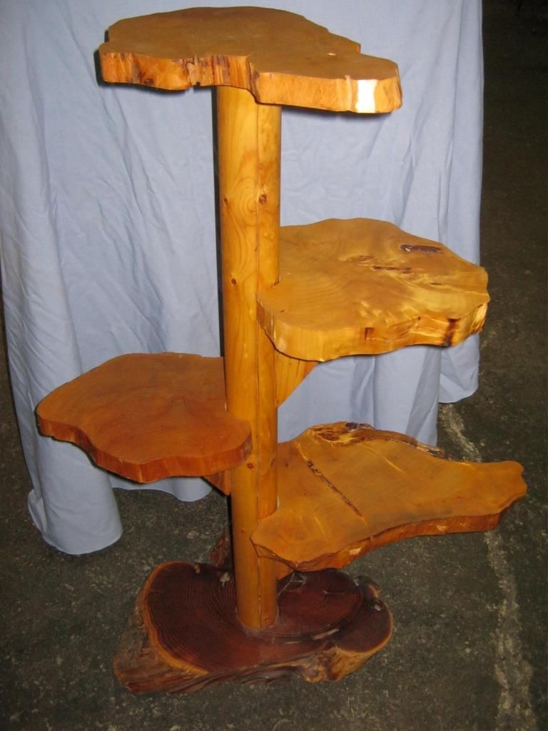 Pine Log Plant Stand