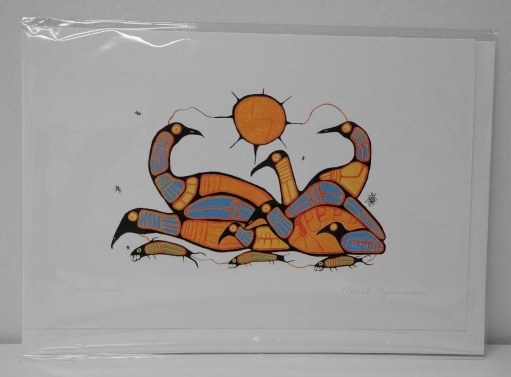Norval Morrisseau - LOON FAMILY. Art Litho, 9 x 10 Unframed