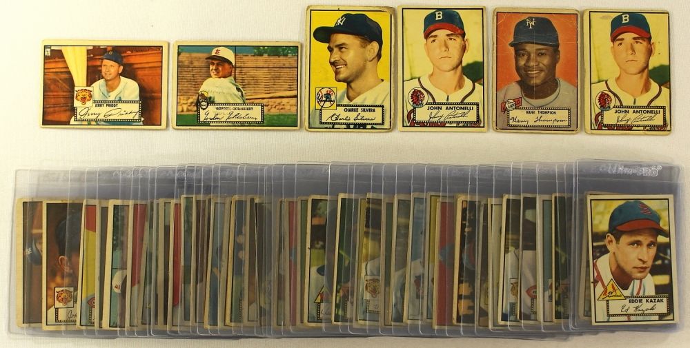 Lot of (52) 1952 Topps Baseball Cards with Frank Overmire, Eddie Kazak ...