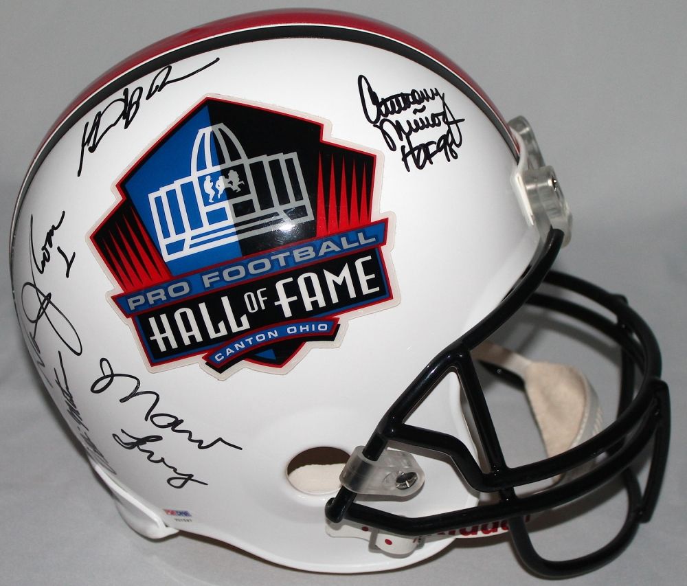 Hall of Fame Full Size Helmet Signed by (9) with Mike Ditka, Warren ...