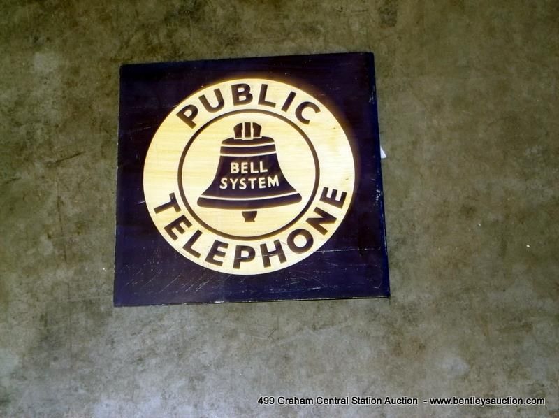 PAINTED METAL WALL SIGN, BELL SYSTEMS PUBLIC TELEPHONE