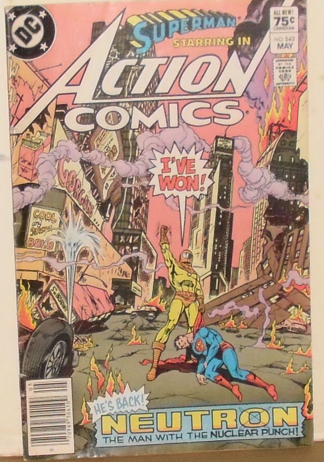 Superman with "He's Back! Neutron the Man with the Nuclear Punch"