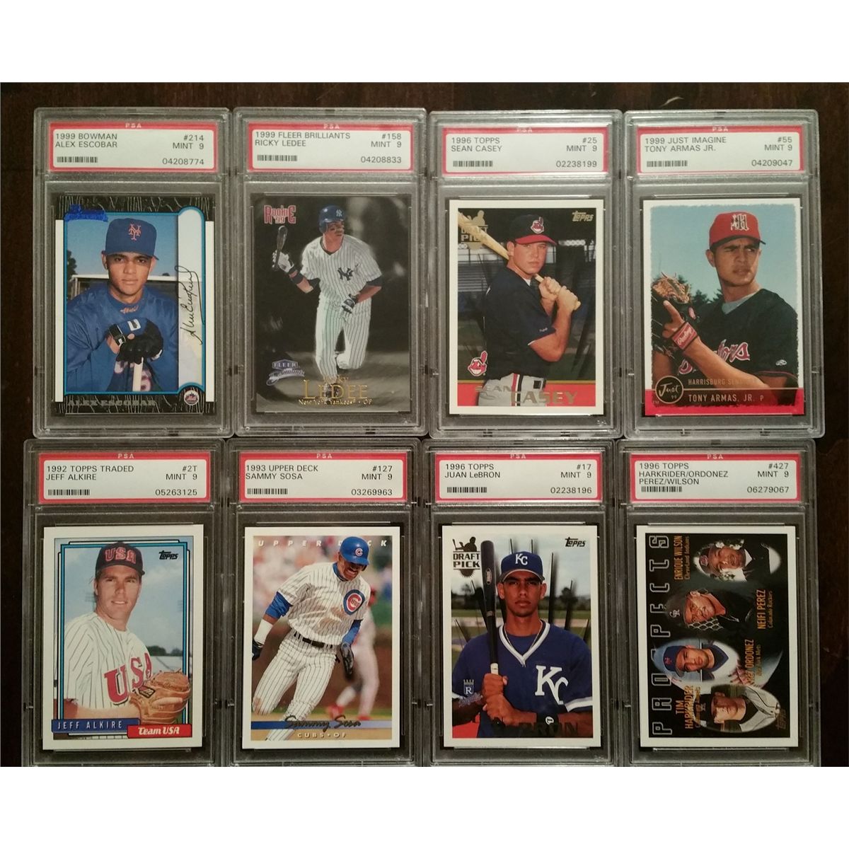 (8) Graded baseball Cards - Alex Escobar #214, Ricky Ledee #158, Sean ...