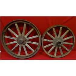 2 Model T wheels, wooden spokes