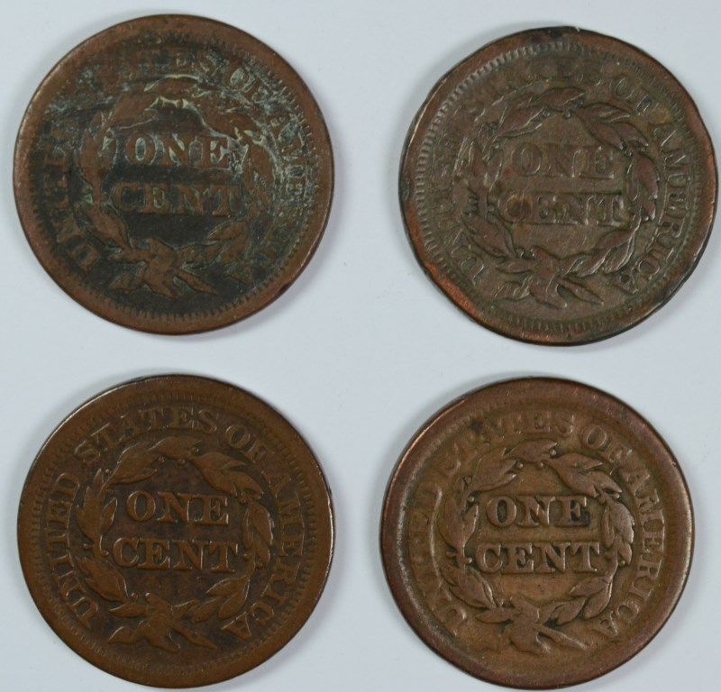 (4) LARGE CENTS (51, 52, 54, 55)