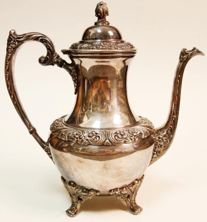 Antique Rogers Bros Victorian Silver Floral Tea Pot