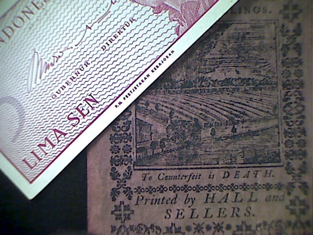 210. 1964 Bank of Indonesia 5 Lima Sen Banknote, CU; 1773 Reproduction ...