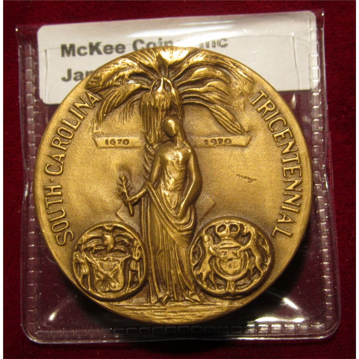 1279.Heavy high-relief 1970 South Carolina Tricentennial medal by ...
