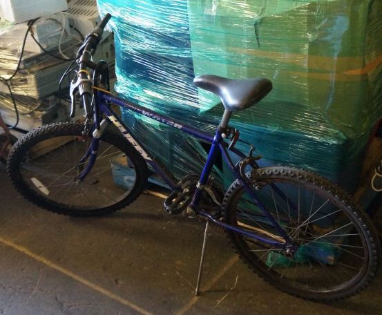 Blue Huffy Mt. Bike.