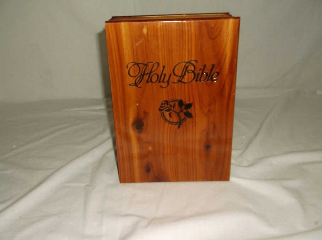 Wooden Holy Bible Box With Bible