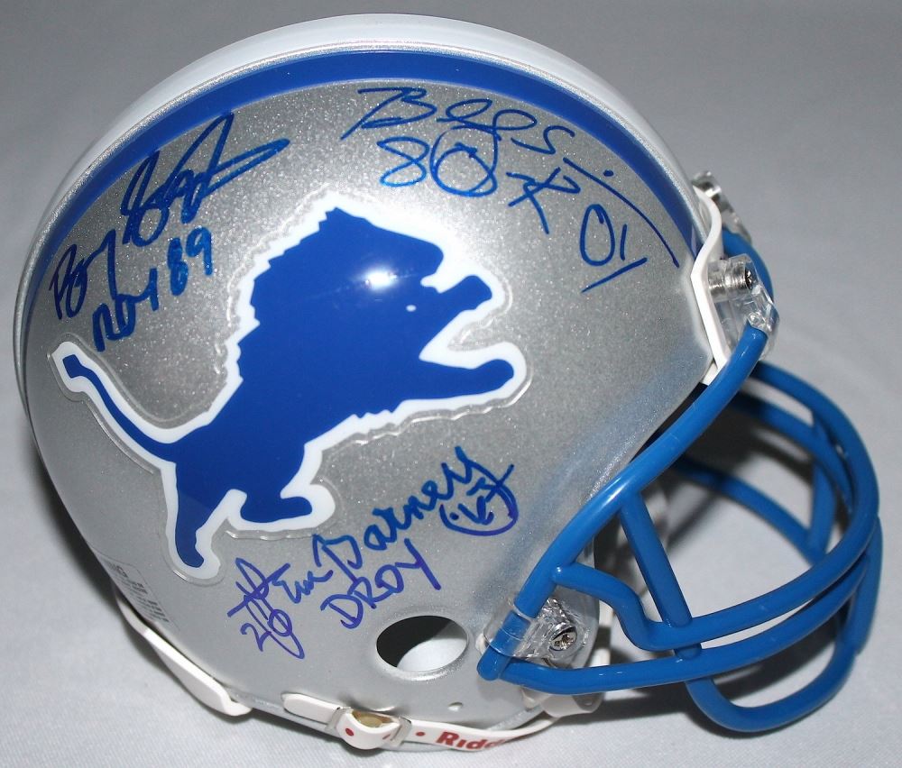 Barry Sanders, Lem Barney & Billy Sims Signed Lions Mini-Helmet with (3 ...